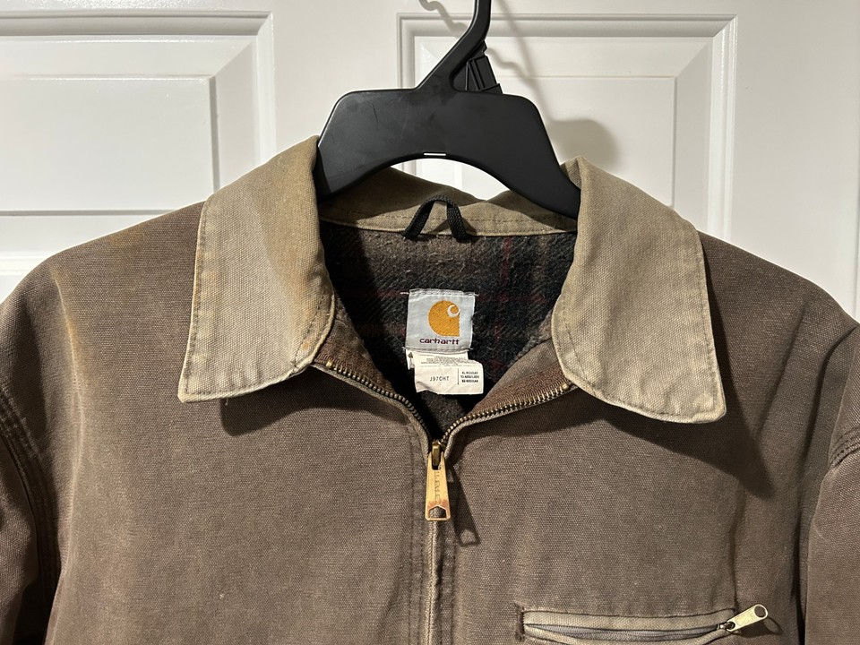 Vintage Carhartt J97 CHT Detroit Jacket XL Chestnut Brown Blanket Lined ...