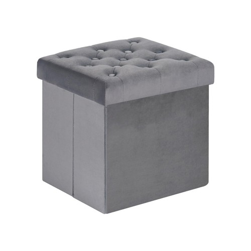 Storage Ottoman Cube, Velvet Tufted Folding Ottomans with Lid ...