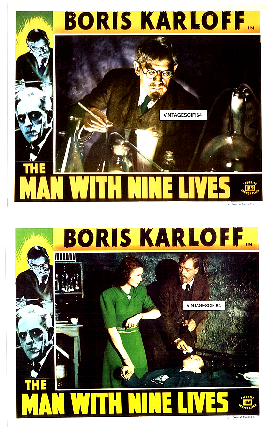 SALE: THE MAN WITH NINE LIVES 1940 HORROR MOVIE LOBBY CARDS (5) 11X14 ...