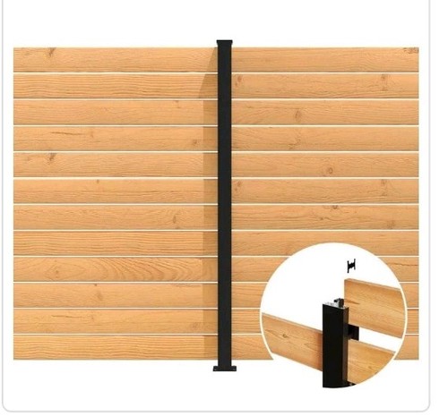 Hoft Metal Fencing 73"X3"X3" Black Aluminum Deck Fence Line Post ...