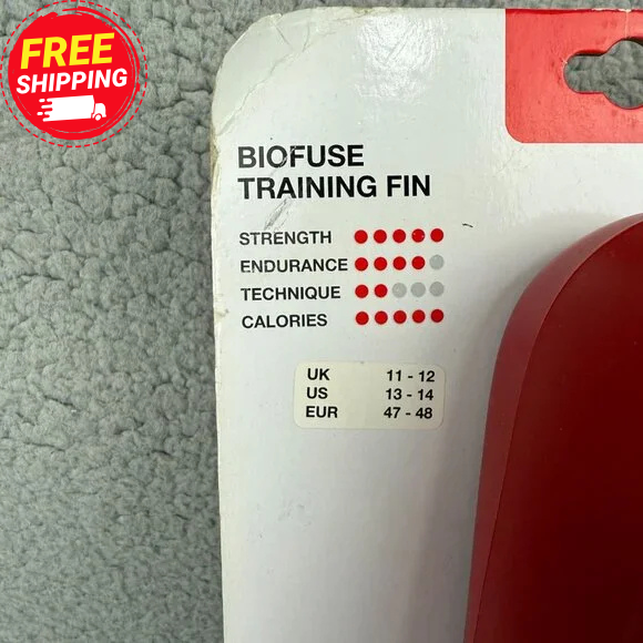 Speedo Biofuse Training Fins US 7- 8 Black Red Rubber Swimming Swim ...