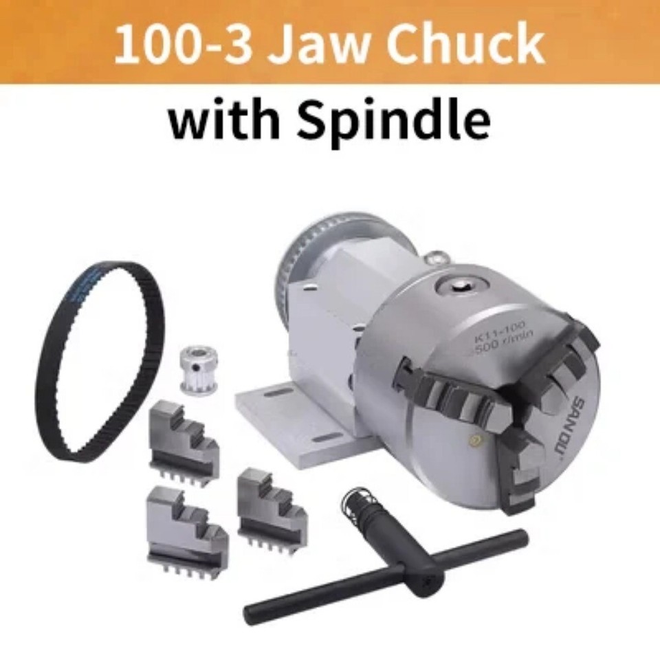 Miniature Lathe Spindle Assembly 80/100 Three Jaw / Four Jaw Chuck ...
