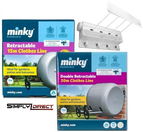Minky Retractable Single or Double Reel Laundry Washing Clothes Line ...