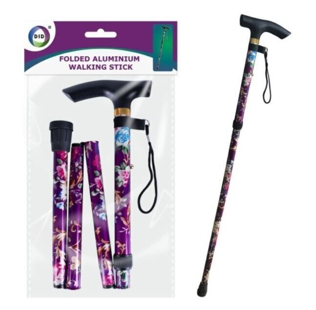 Easy Foldable Floral Aluminium Walking Stick Lightweight Folding Ladies ...