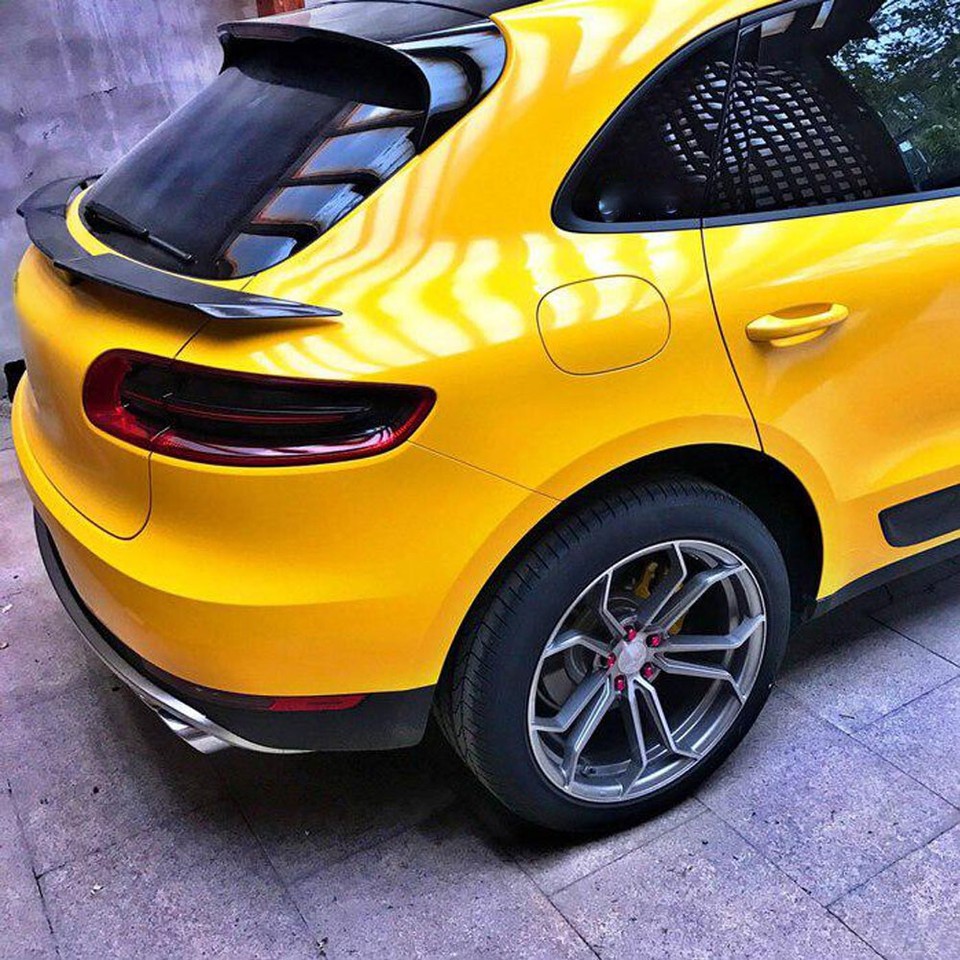 REAL CARBON Rear Trunk Spoiler Middle Wing For Porsche Macan Turbo GTS ...