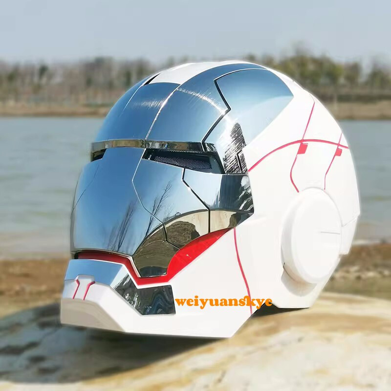 AUTOKING Iron Man MK5 Helmet silver&White Wearable Voice Control Open ...