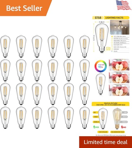 Energy-Efficient Dimmable ST58 Vintage LED Bulbs - 750 Lumens, E26 Base ...