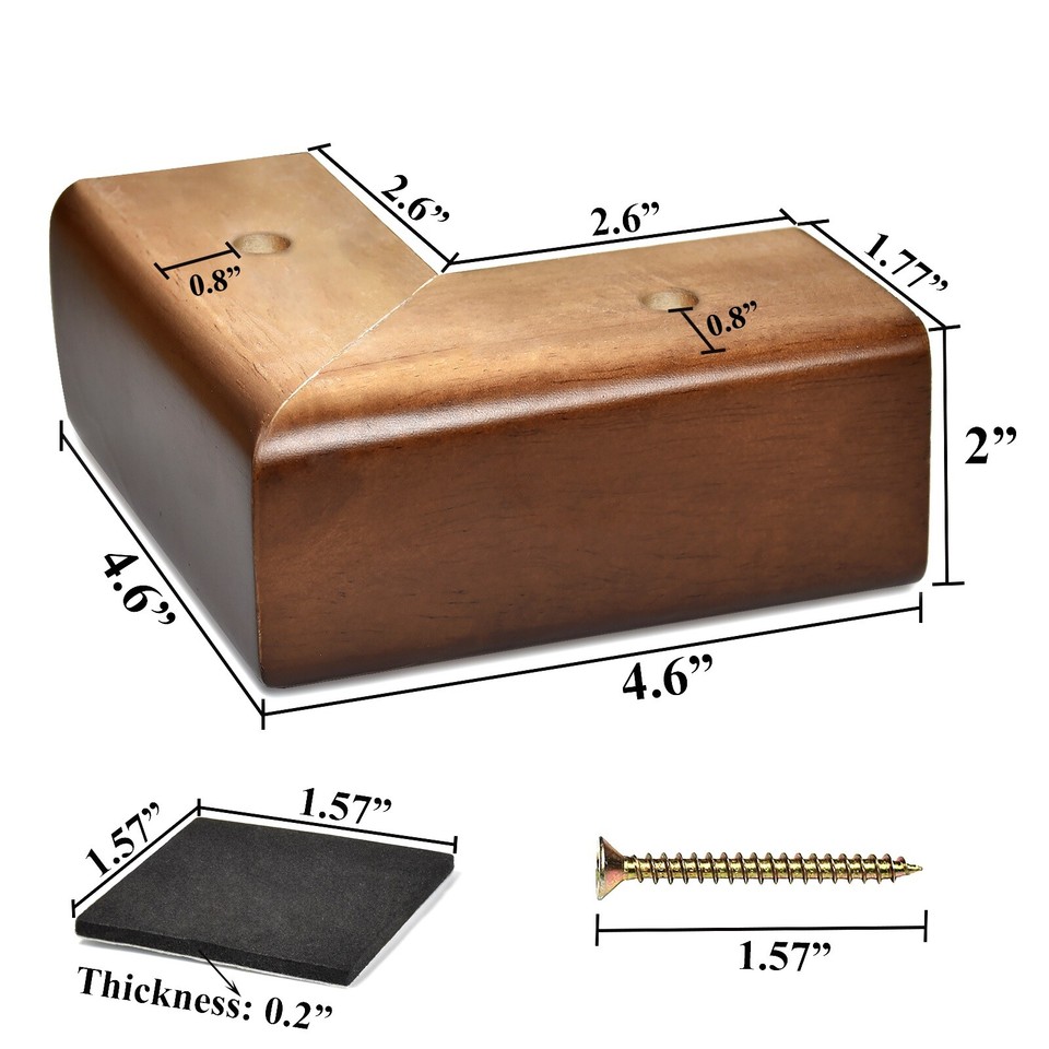 2 inch Furniture Feet Sofa Feet Couch Feet Bed Risers L Shaped Legs Set ...