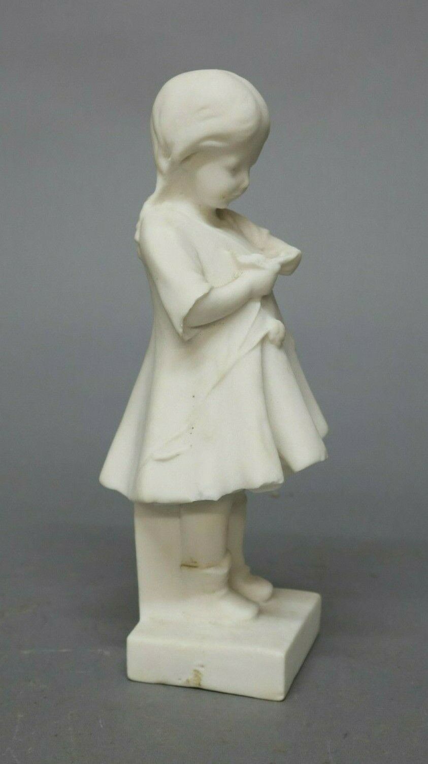 PAIR VINTAGE ANTIQUE CARVED ALABASTER MARBLE FIGURAL STATUE SCUPLTURES ...