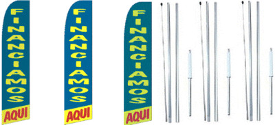 Financiamos Aqui Swooper Flag With Complete Hybrid Pole set- 3 pack | eBay