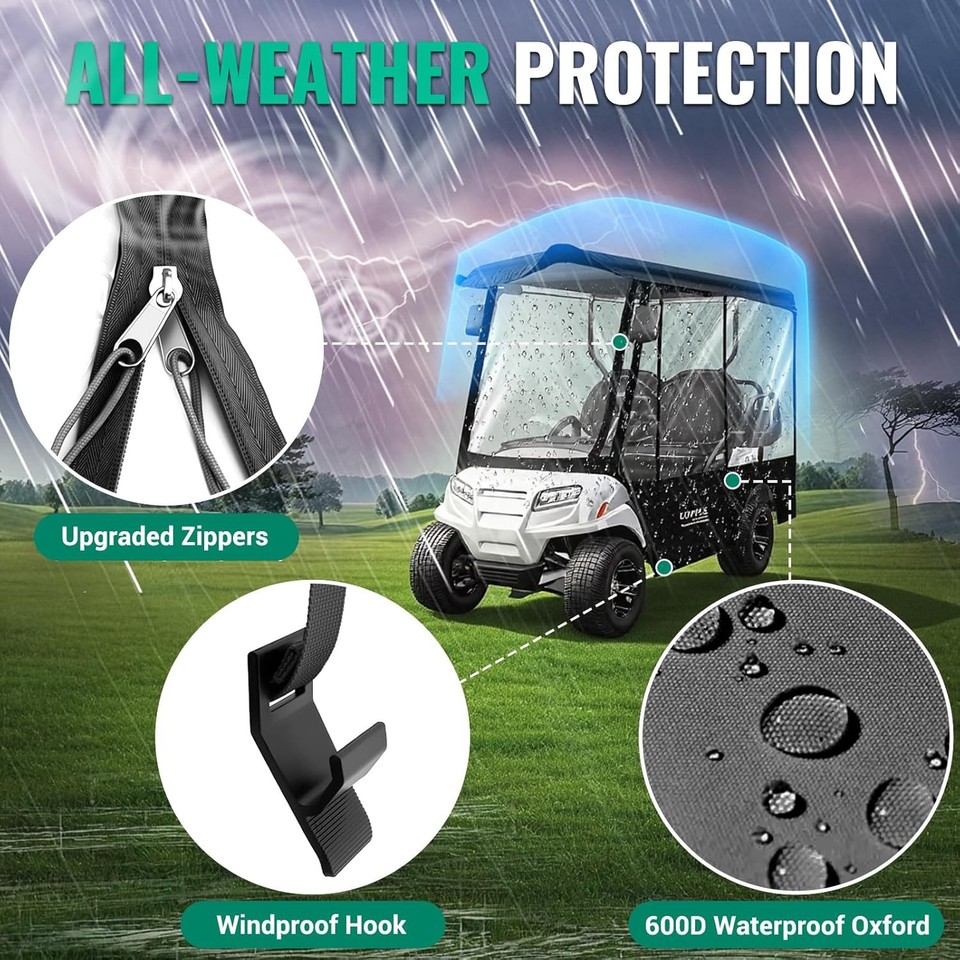 Golf Cart Enclosure 4 6 Passenger for EZGO TXT RXV, Club Car Precedent ...