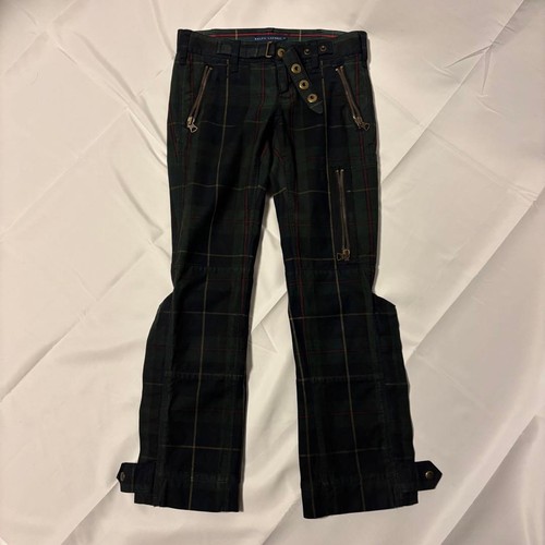 Ralph Lauren Dark Green Check Pants Slim Fit Zip Pockets Casual Style ...
