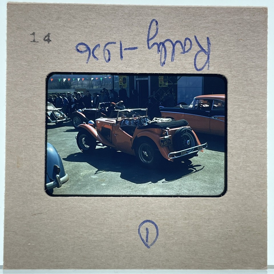 Red Kodachrome 35mm Slide 1950s Rally Cars Lined Up MG | eBay