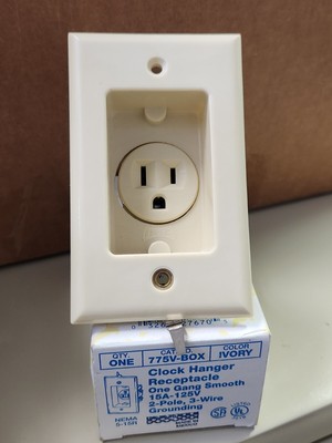 Eagle 775V-Box Clock Hanger Receptacle Ivory 15A 125V 2 Pole Ivory | eBay