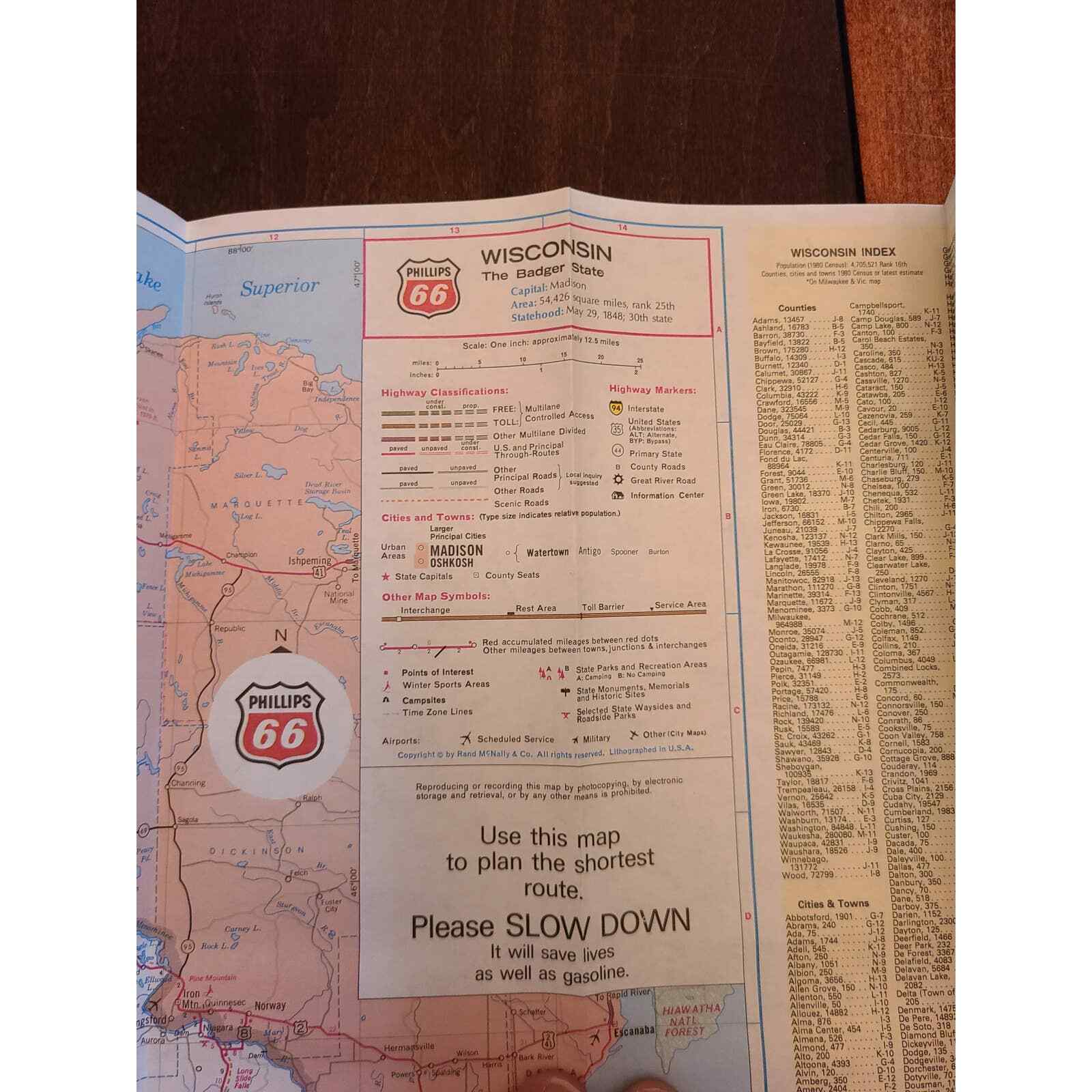 Wisconsin Road Map Courtesy of Phillips 66 1984 Edition | eBay