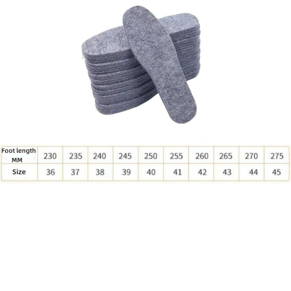 5 Pairs Breathable Thicken Warm Insole Wool Felt Shoe Pad Soft Boots ...