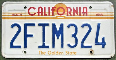 1993 CALIFORNIA SUN License Plate #2FIM324 | eBay