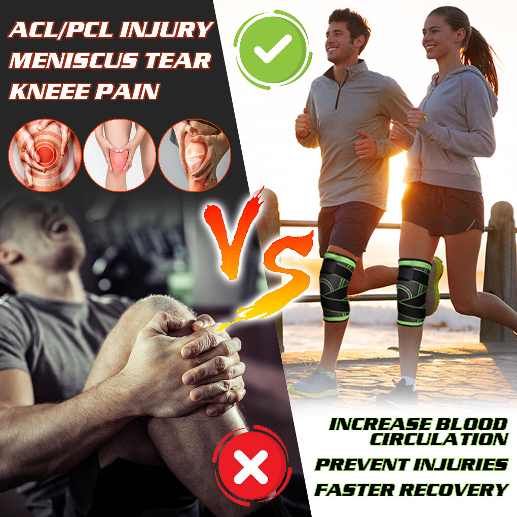 Knee Support Brace Compression Sleeve Arthritis Pain Relief Gym Sport ...