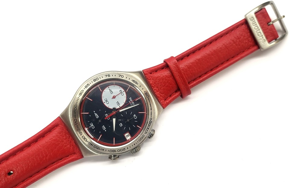 SWATCH IRONY CHRONO 2012 - YCS558 - Red Wink - New | eBay