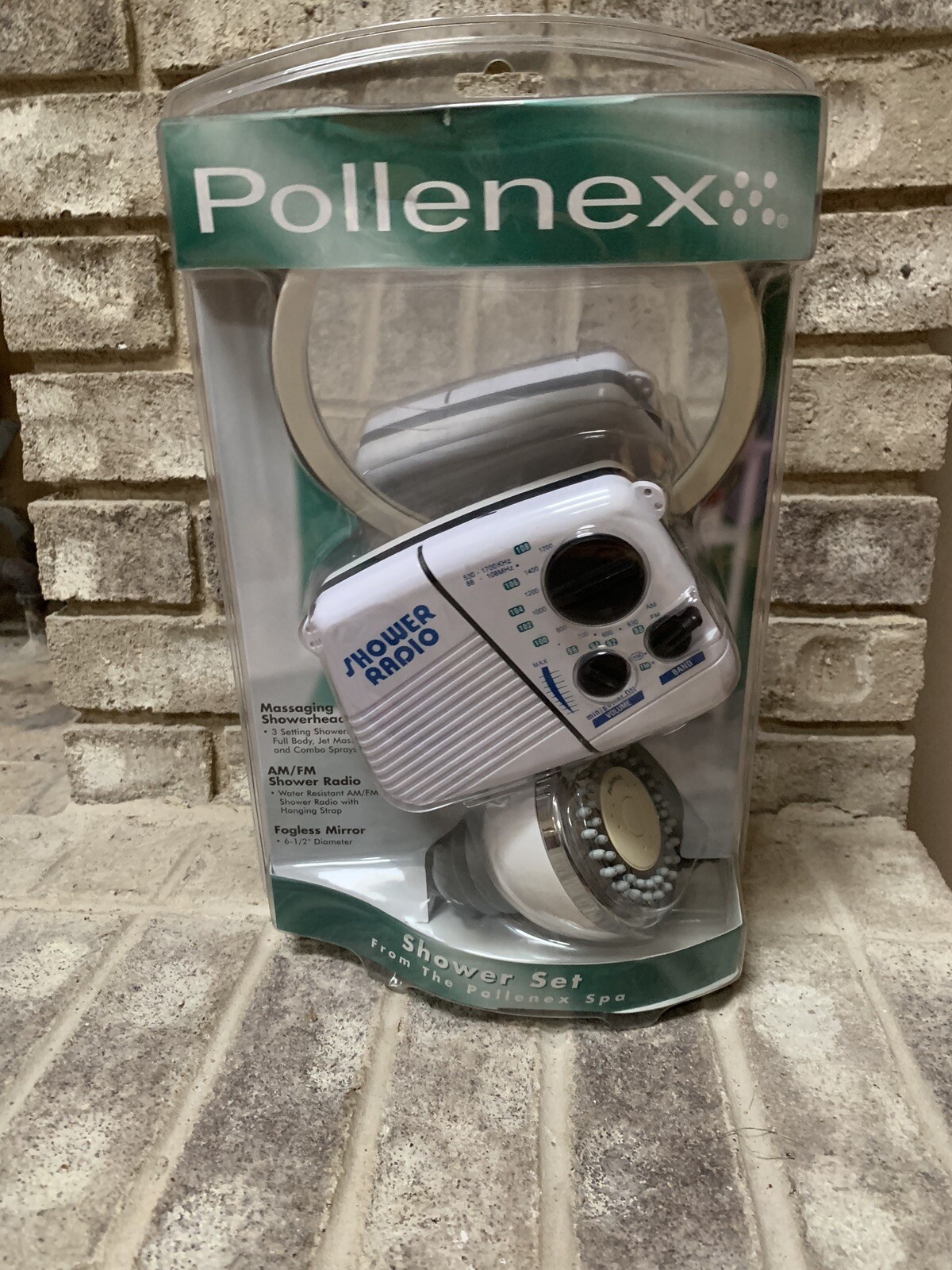 Pollenex Shower Set Shower Radio NEW Massaging Showerhead Mirror Spa ...