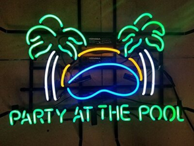 Party at the Pool Happy Hour Palm Tree Neon Light Sign 20"x16" Beer ...