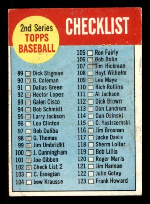 1963 Topps Baseball #102 2nd Series Checklist (89-176) VG *f1 | eBay