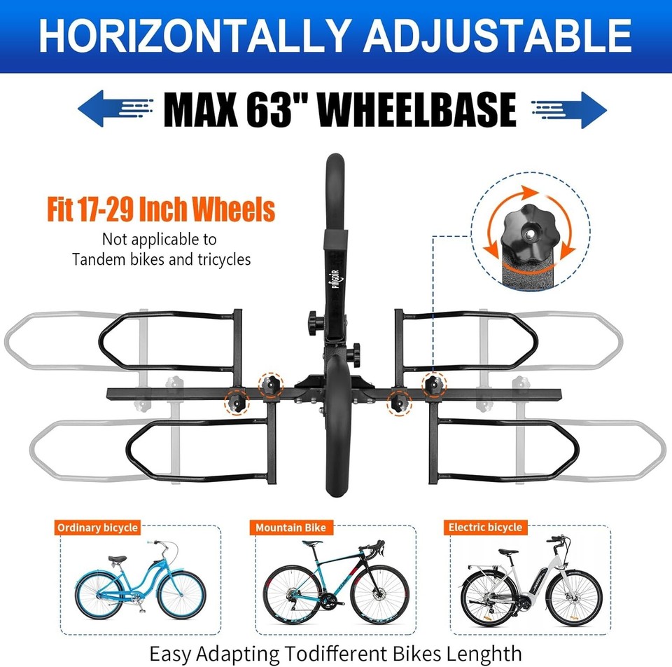 2 Fat Bike Rack Carrier Vehicle Mount Truck Hitch Heavy Duty Folding w ...