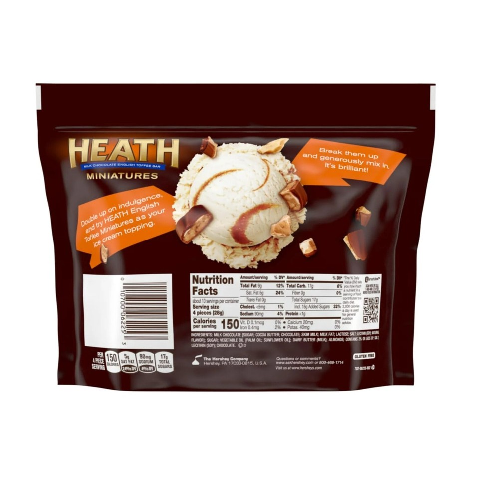 HEATH Miniatures Candy Bars Milk Chocolate English Toffee Bars{LARGE ...