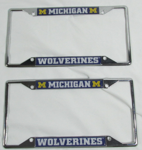 Michigan Wolverines Pair License Plate Frame Truck Car Auto Chrome | eBay
