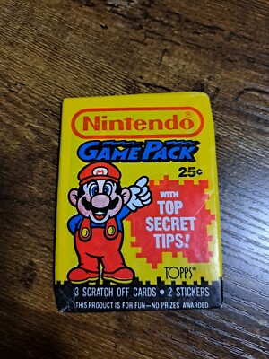 Nintendo Game Pack Trading Cards 1989 Topps Mario Cover (1 SEALED PACK ...