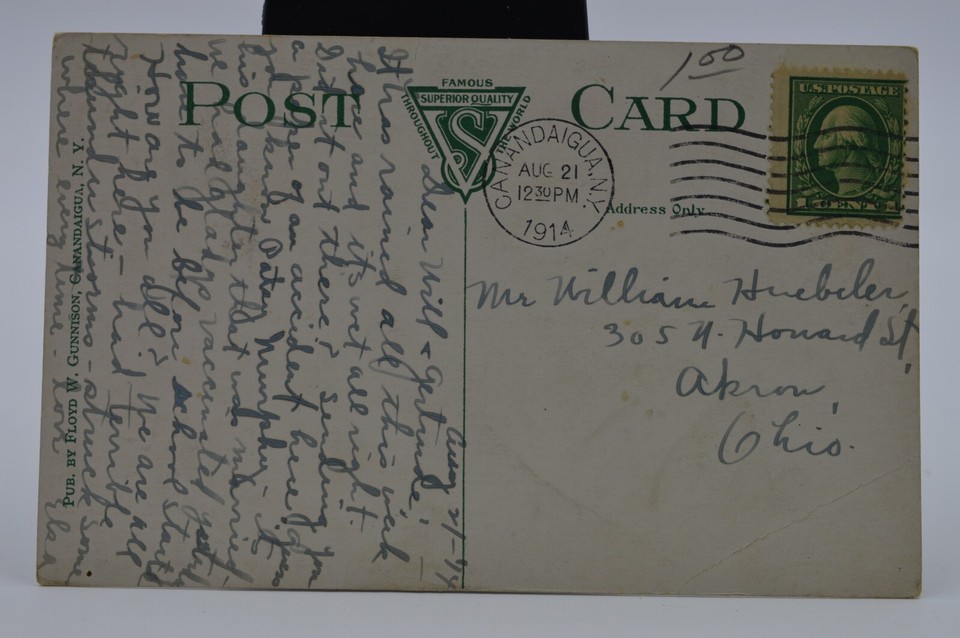 c1914 - Alexander Grieve Memorial, Canandaigua, NY - Antique Postcard ...