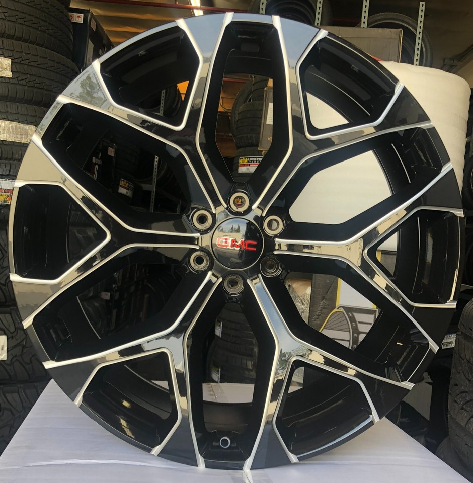 26" inch Snowflake Black Milled 2 Wheels 33" RT Tires | Yukon Sierra ...
