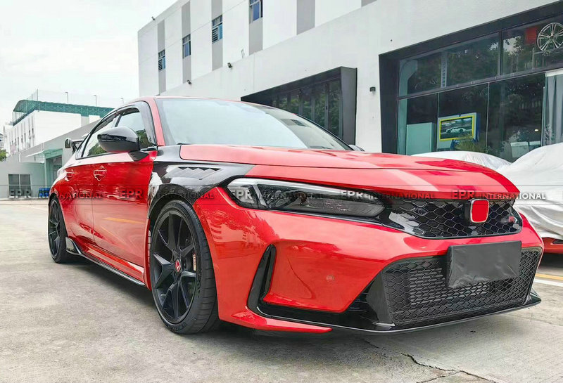 For Honda Civic FL5 Front Fender Mudguards Dry Red Carbon Fiber ...