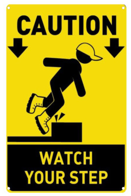 Caution Watch Your Step Construction Safety 8x12 Aluminum Metal Warning ...