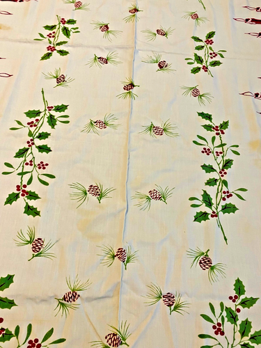 Vintage Christmas Tablecloth Printed 59"x85" Red Candelabras ...