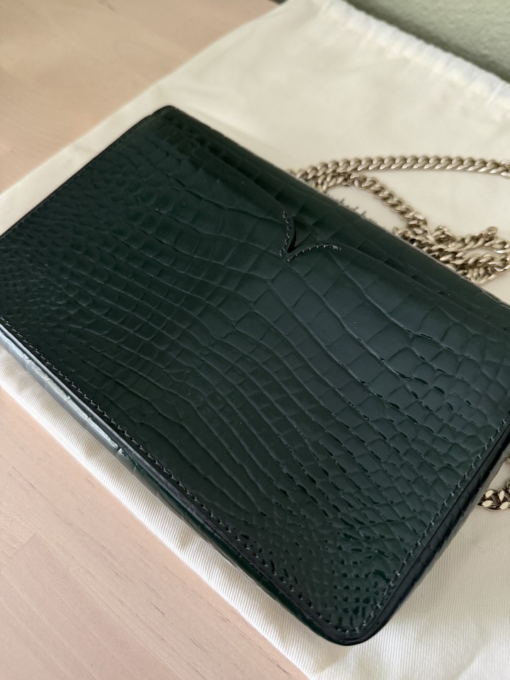 Kate Spade Romy Croc Embossed Green Leather Wallet Crossbody Clutch ...