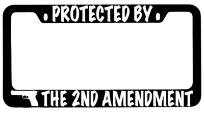 Protected By The 2nd Amendment (Design 2) Black METAL License Plate ...