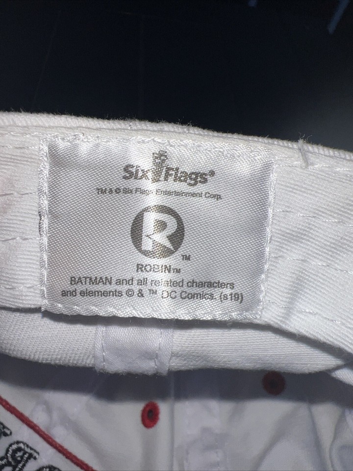 Robin the Boy Wonder White Hat Cap W Red Robin Emblem & Accents Six ...