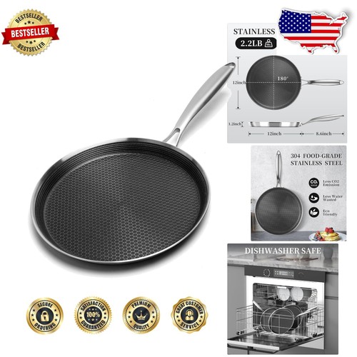 12-Inch Nonstick Crepe Pan with Honeycomb Coating - Induction ...