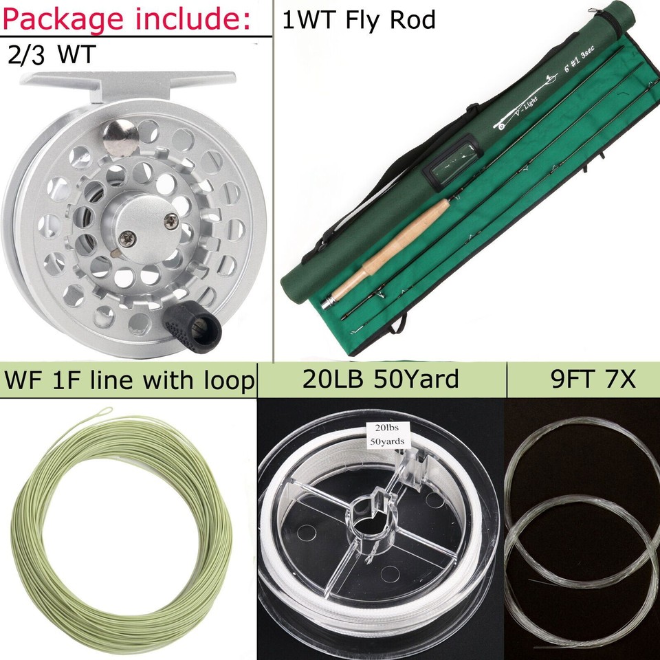 1WT Fly Rod Combo 6FT Medium Fast Fly Fishing Rod & Aluminum Fly Reel ...