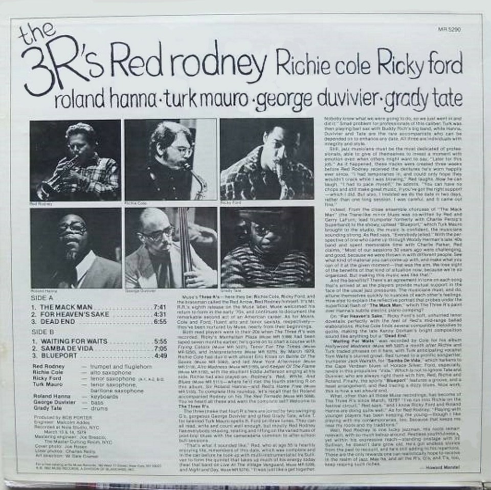 RED RODNEY, RITCHIE COLE, RICKY FORD The 3 R's MUSE RECORDS Sealed ...