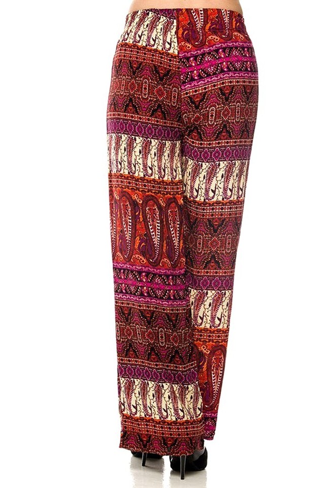 Printed Rayon Elasticized Waist Wide Leg Palazzo Pants S ~ L | eBay