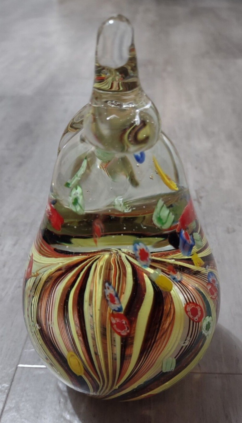 Murano? Art Glass Millefiori Swirl Pear Paperweight Sculpture 7" | eBay