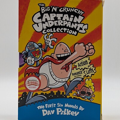 Captain Underpants Box Set 6 Books Dav Pilkey Big n Crunchy Collection ...