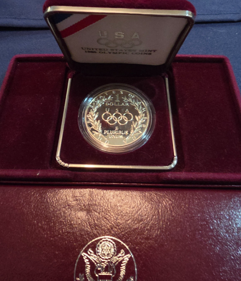 1988 S Proof Olympic US Mint Commemorative 90% Silver Dollar Coin COA w ...