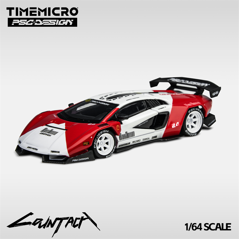 TimeMicro × PSC DESIGN 1:64 Countach“V” Tribute red white Diecast Model ...