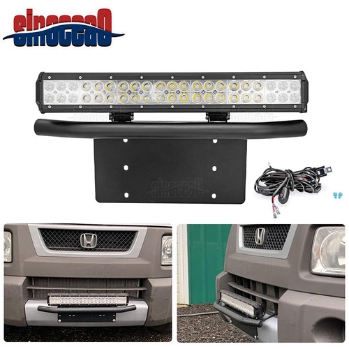 LED Light Bar Bull Bar Bumper License Plate Bracket Wire Kit For Honda ...