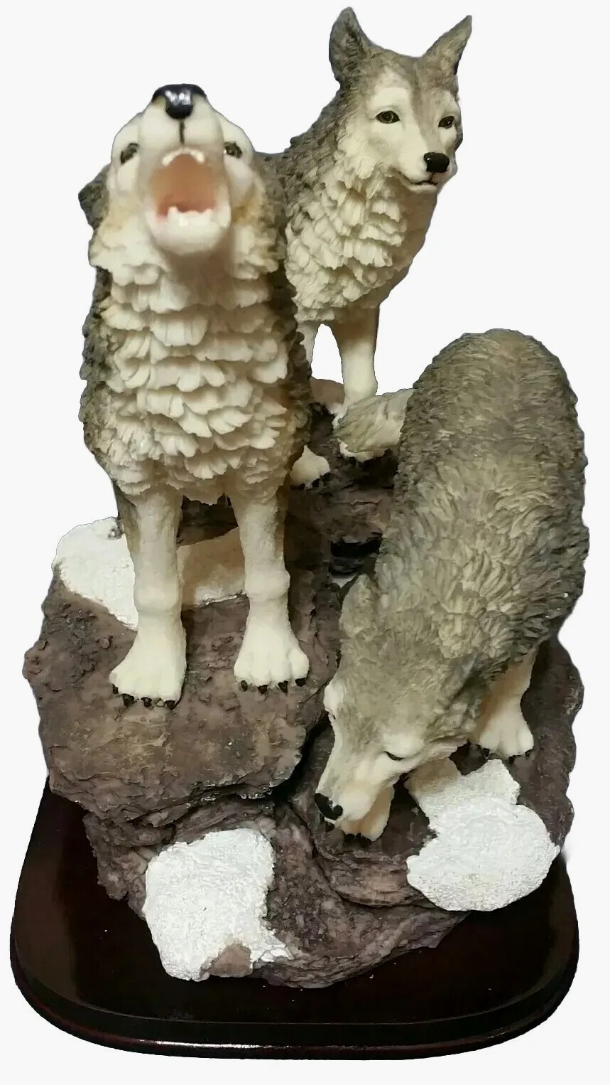 Vintage 80's Howling Wolf Pack Polyresin Wolves Statue Figurine | eBay