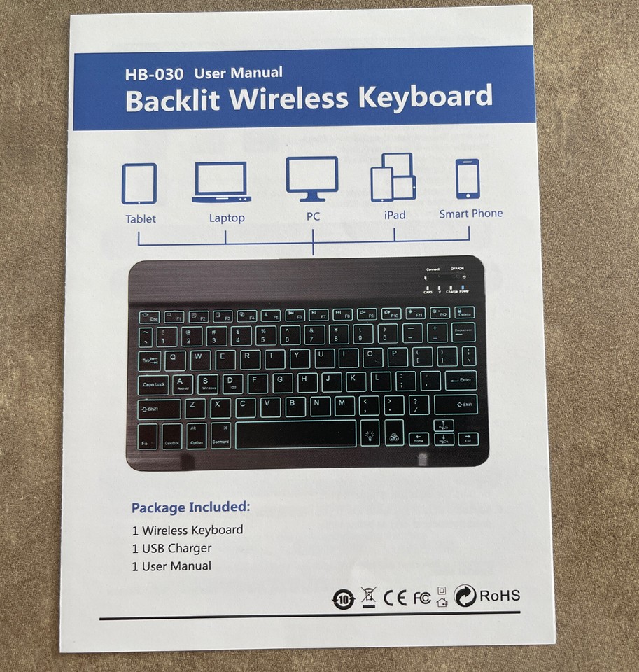 HB-030 Backlit Wireless Keyboard | eBay