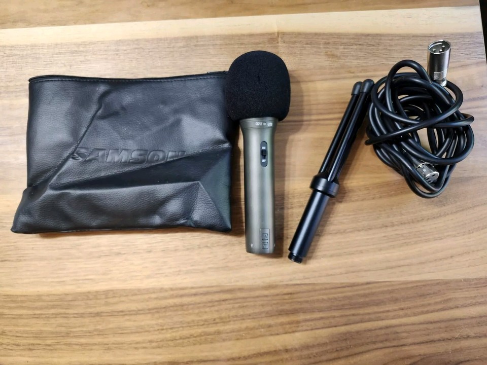Samson Q2U Microphone Recording XLR/USB Dynamic W/ Stand And XLR CORD ...